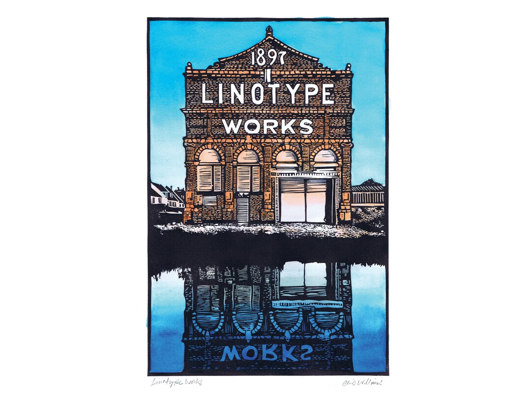 Linotype Works - Original Handmade Linocut Print Handpainted With ...