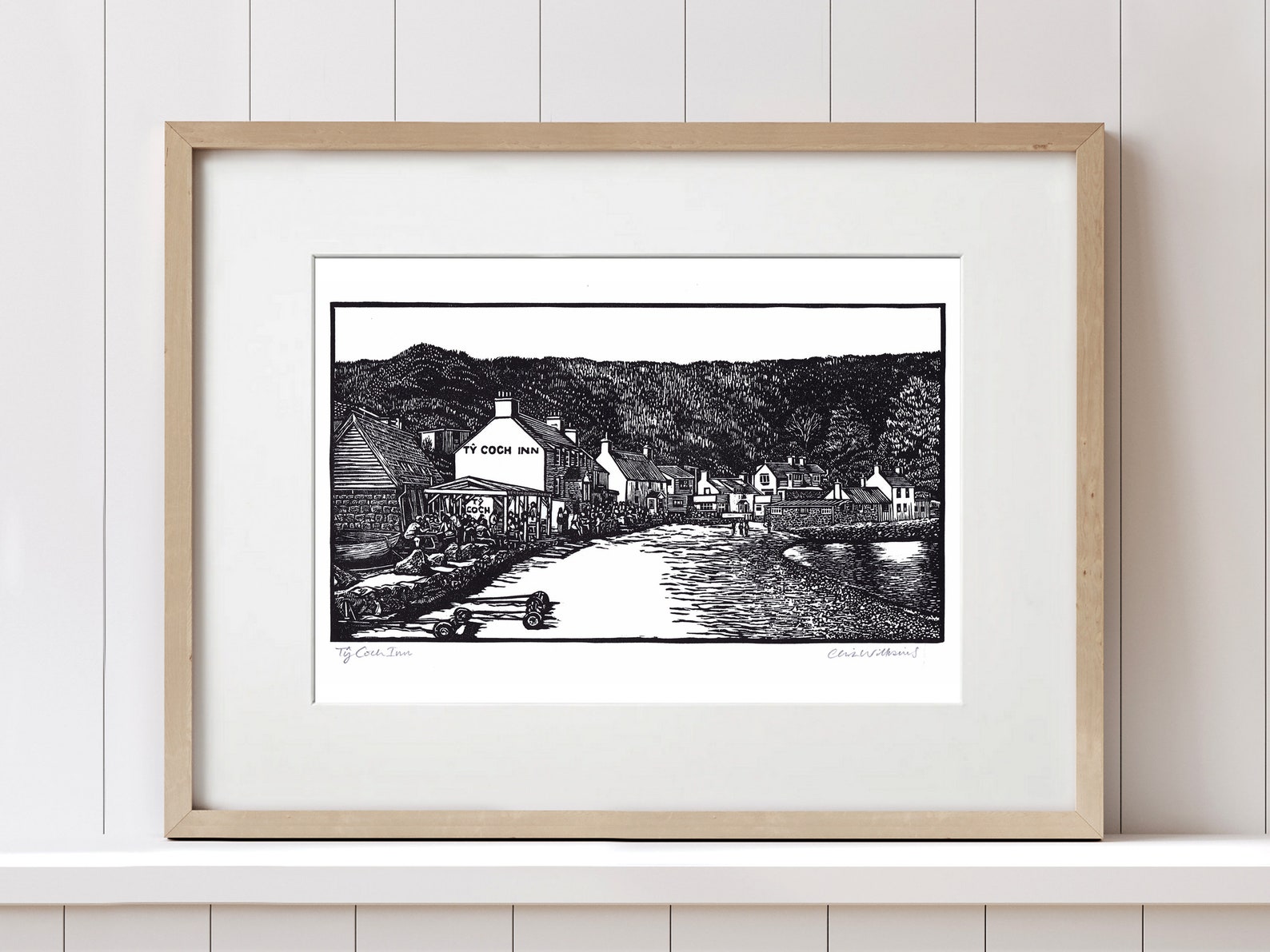 Linocut Print. Linoprint. Ty Coch Inn Wales - Etsy