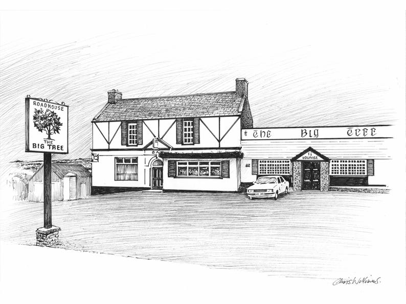 Favourite Pub Pen and Ink Illustration. Sketch Art. Pen and Ink Drawing ...