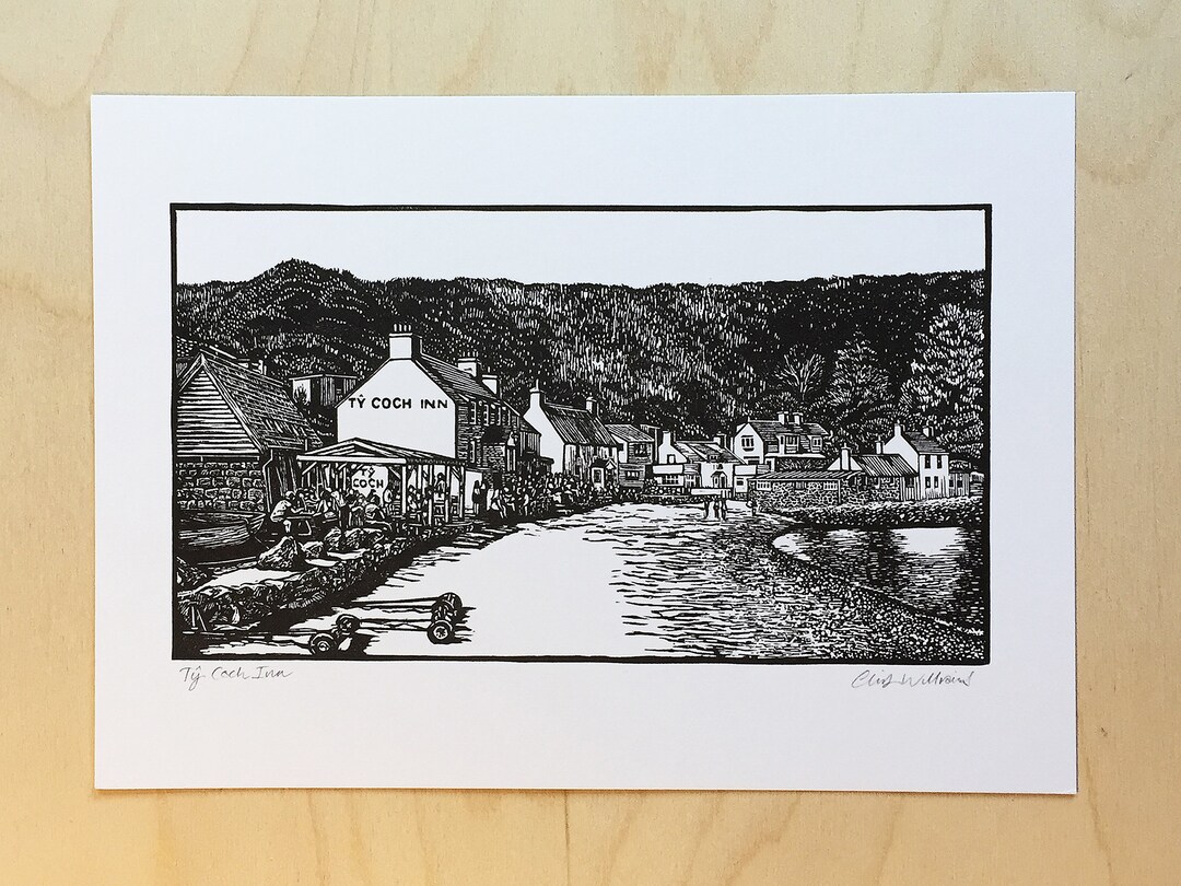 Ty Coch Inn. A5 Art Print From an Original Lino Print. Morfa Nefyn ...