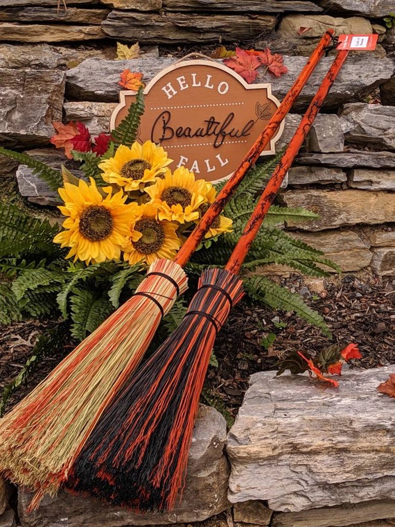 Orange Witches Broom Aesthetic Fall and Halloween Decor - Etsy