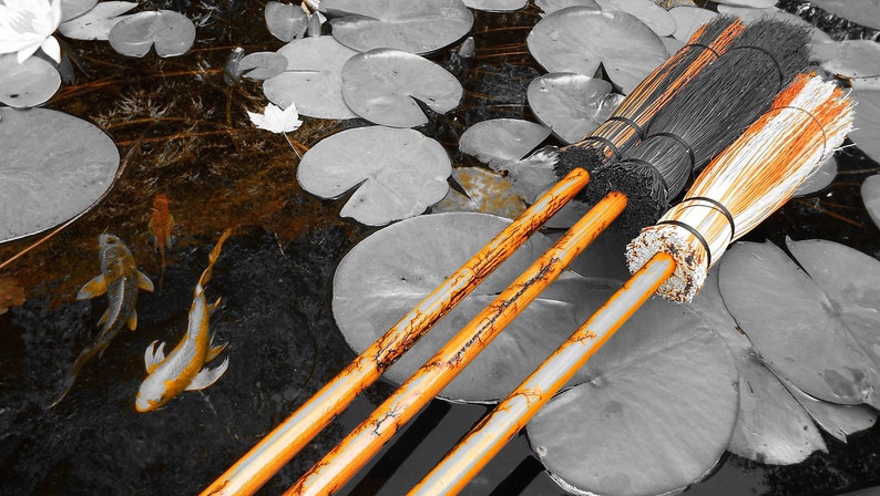 Orange Witches Broom Aesthetic Fall and Halloween Decor - Etsy