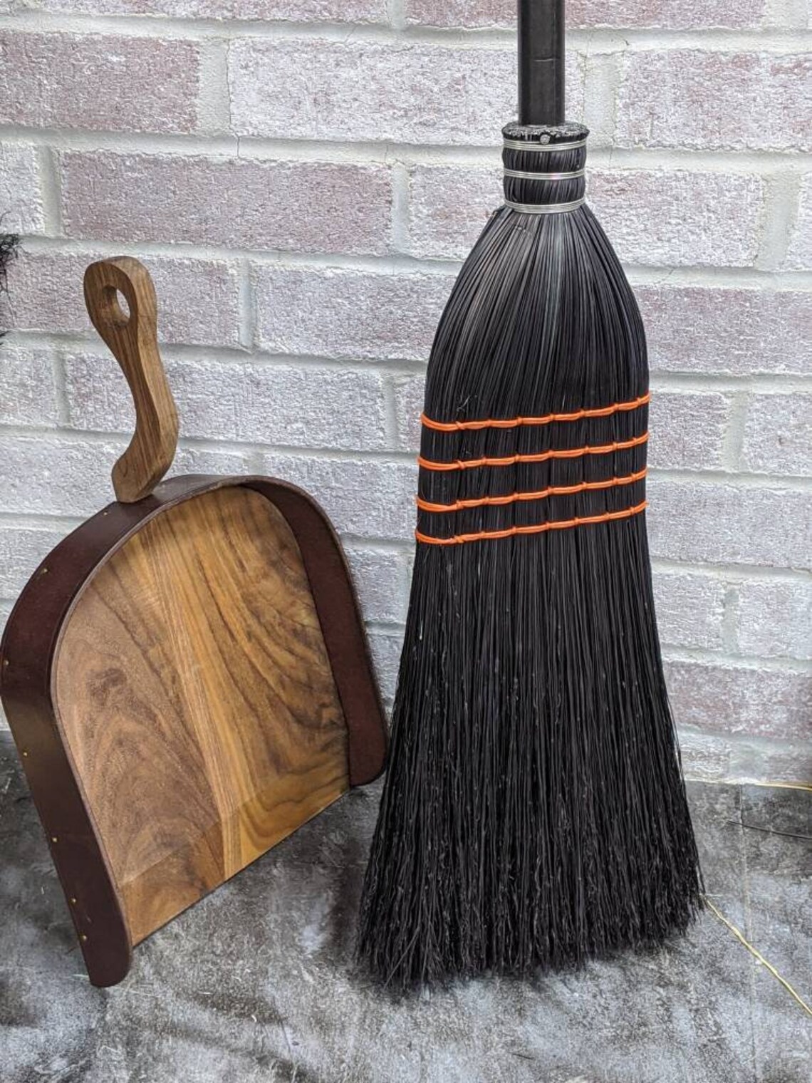 Black Straw Broom With Hand Dyed Broomcorn, Handmade Stylish Corn Broom ...