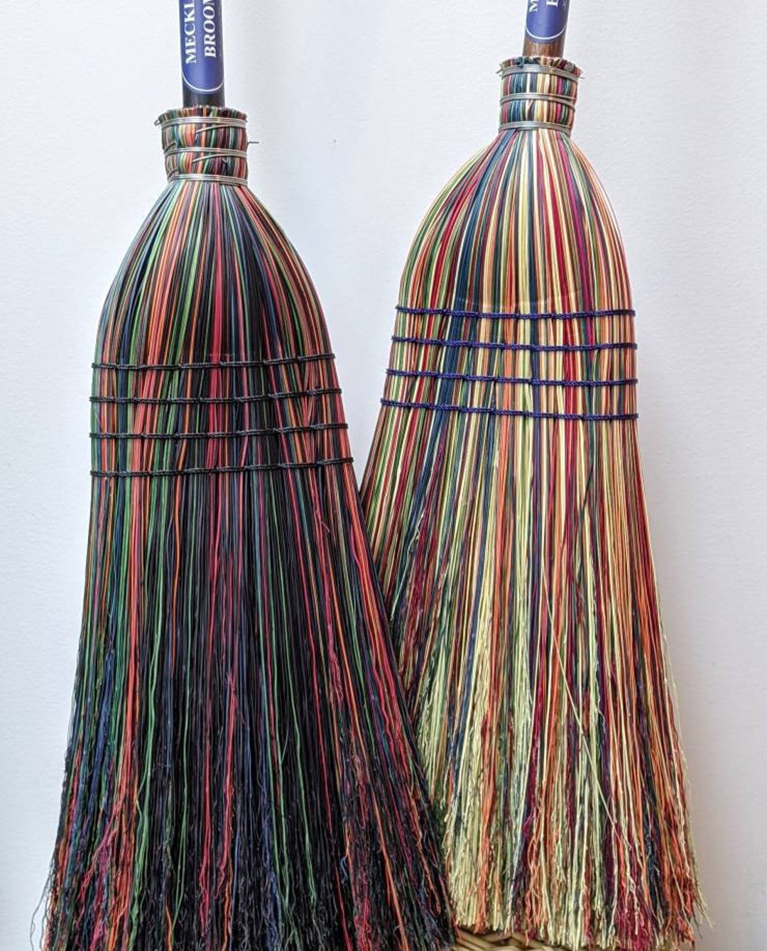 Sustainable Wooden Decorative Broom, Artisan Country Kitchen Rainbow ...