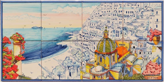 Tile Murals Handmade Panel of the Beautiful Positano's | Etsy