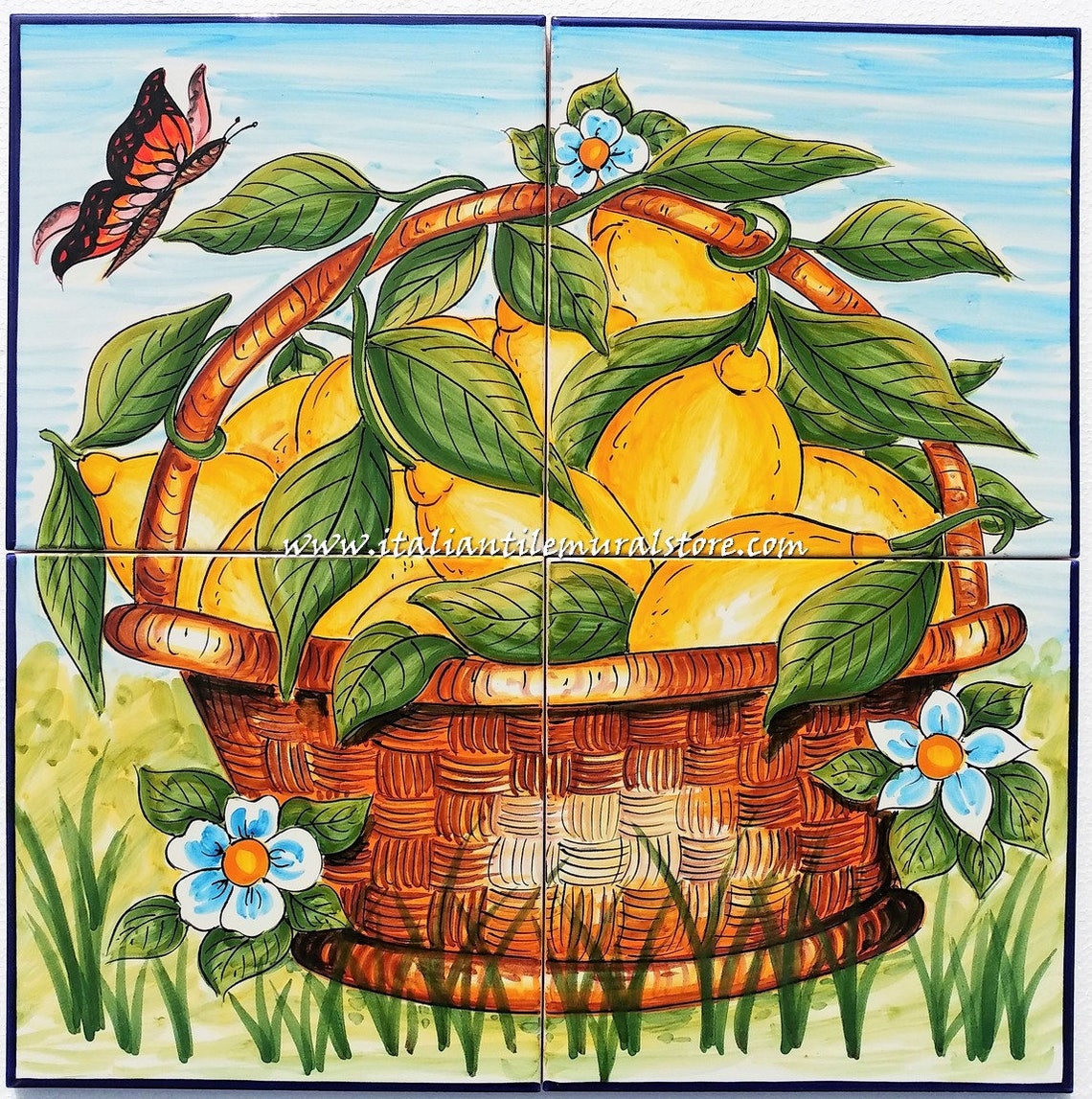 Hand Painted Tile Mural for Kitchen. Decorative Tile Handmade . Ceramic ...