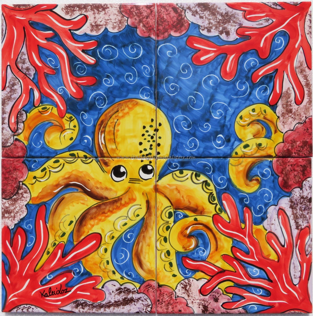 Tile Murals - Amalfi Coast Panel - Golden Octopus in the Seabed ...