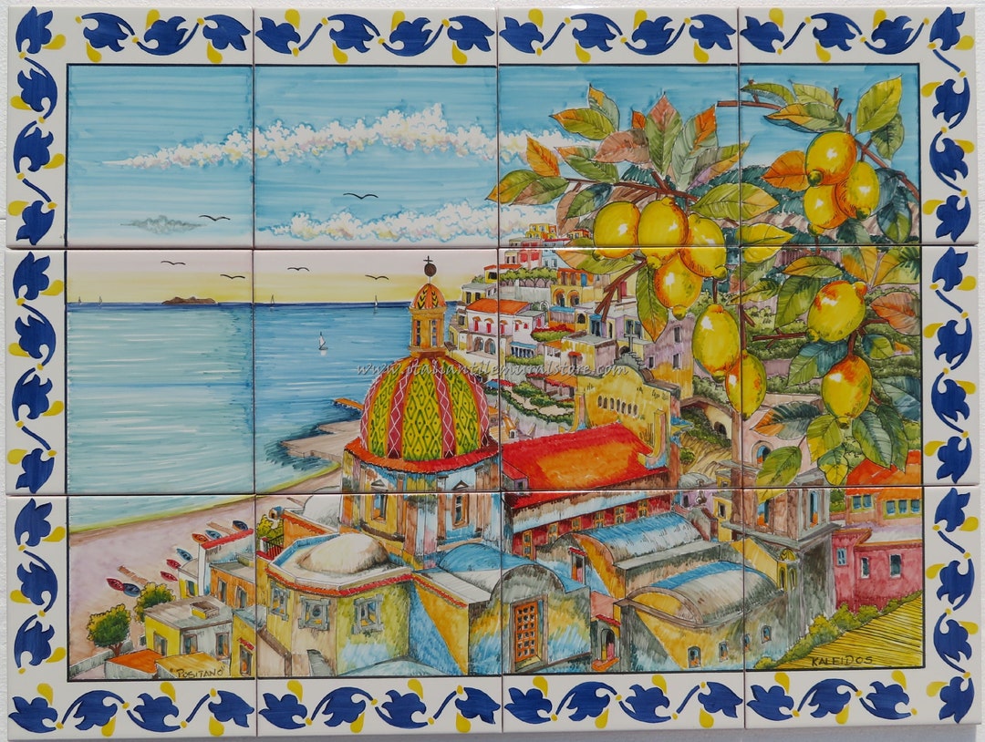 Hand-painted Positano Ceramic Tile Mural – Amalfi Coast Wall Art - Etsy