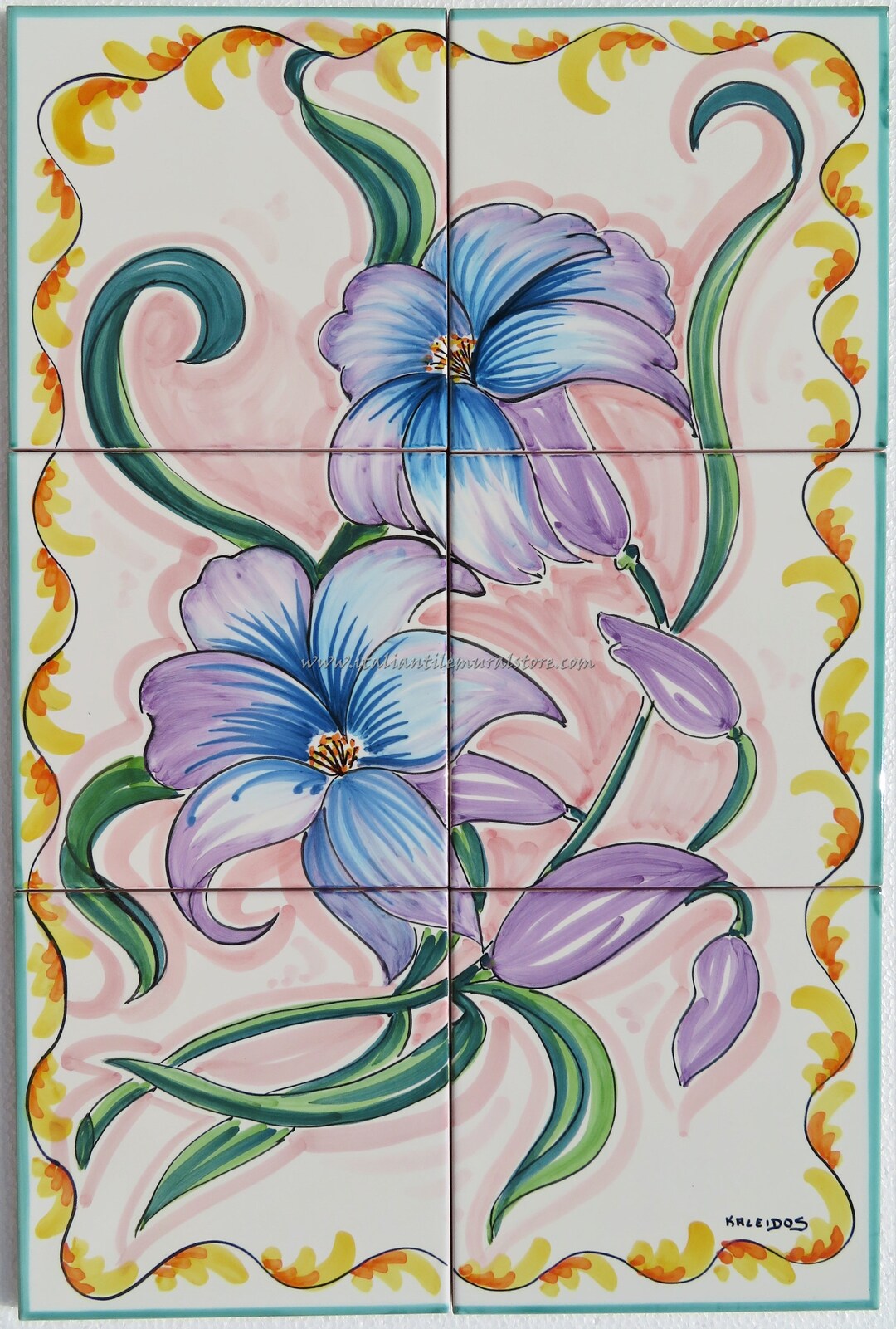 Tile Murals - Italian Tiles Mural Decor - Beautiful Flowers - Glossy ...