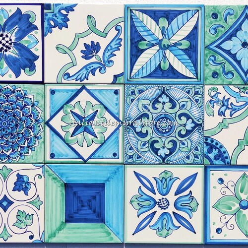 Patterned Tiles Patchwork Hand Painted. Decorative Mandala | Etsy