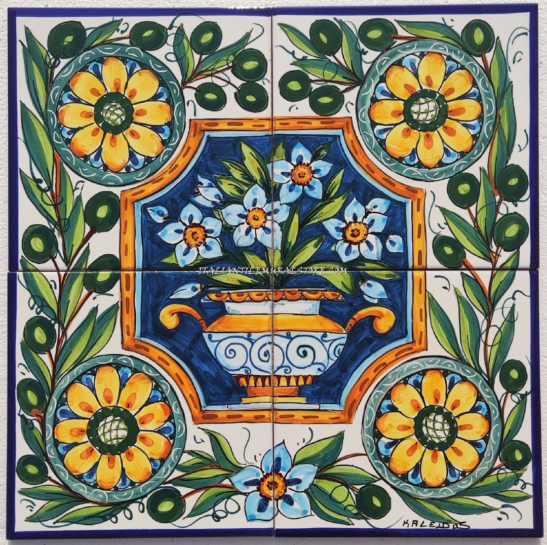 Tile Murals - Baroque Panel With Flowers - Hand-painting Tiles - Tiles ...