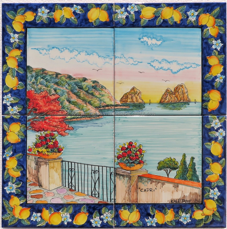 Tiles Decorative Ceramic Capri View of Capri in Italy | Etsy