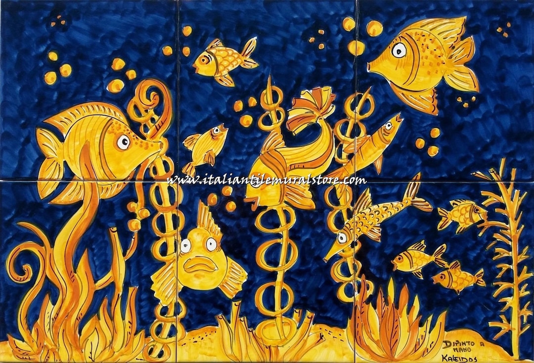 Hand Painted Tile Mural Ocean Backsplash Mural Tile Ceramic Backsplash ...