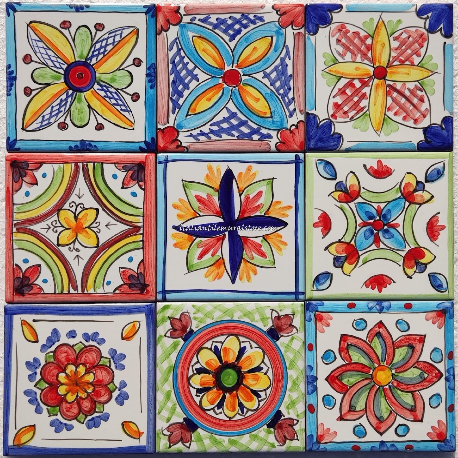 Handcrafted Amalfi Ceramic Tile Set – Italian Floral Design, 9 Piece - Etsy