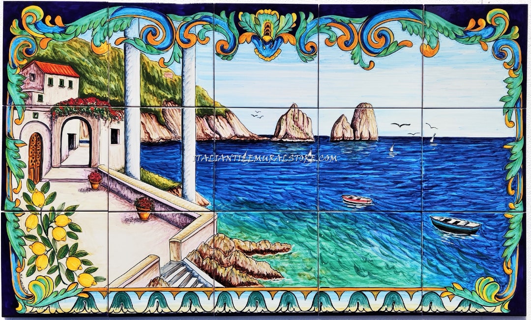Tile Murals and Backsplashes - Beautiful Landscape of Capri's Sea ...