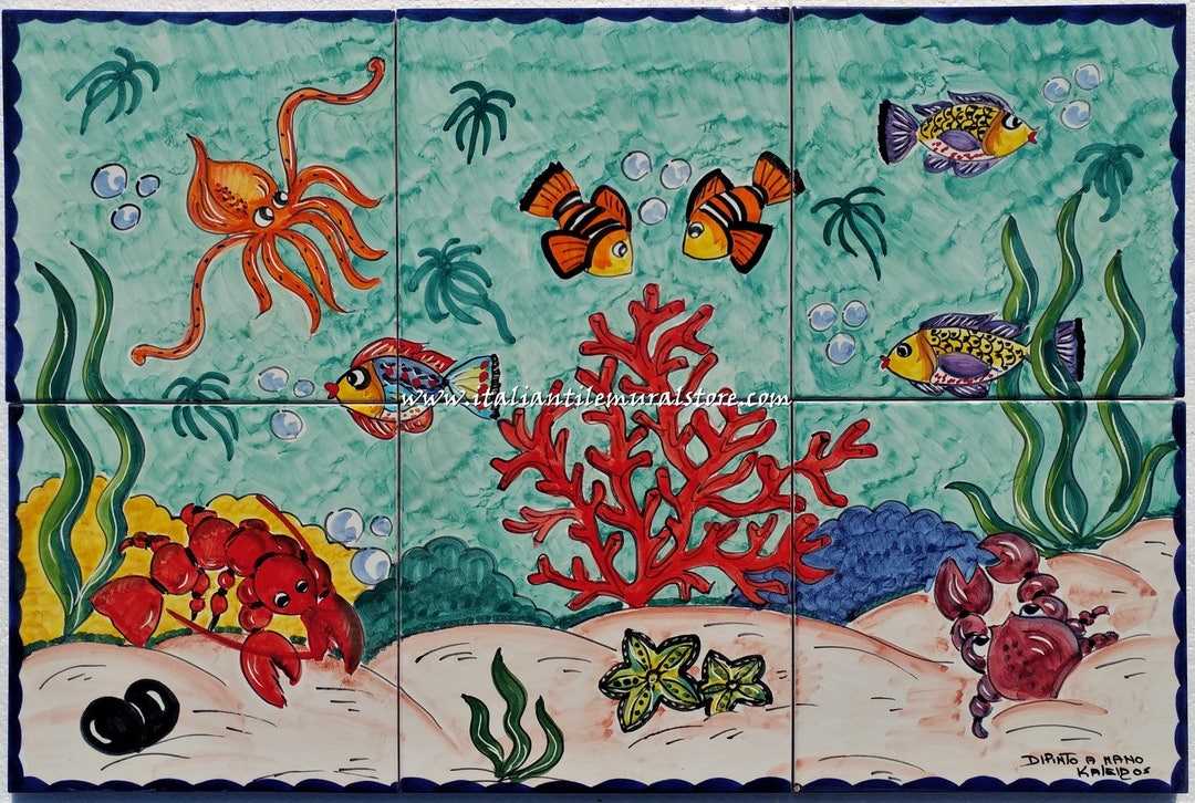 Handmade Aquarium Tiles, Undersea Fish Scene, Custom Tile Mural - Etsy