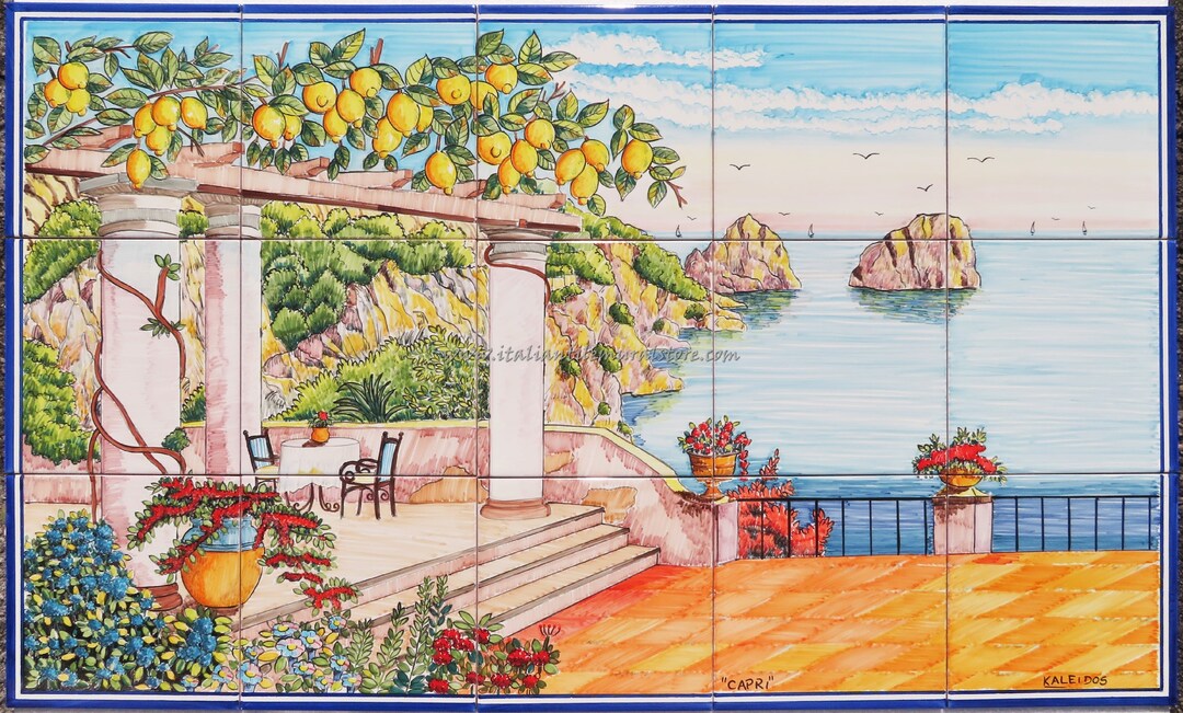 Tile Murals and Backsplashes Beautiful Landscape of Capri's Sea Lemons ...