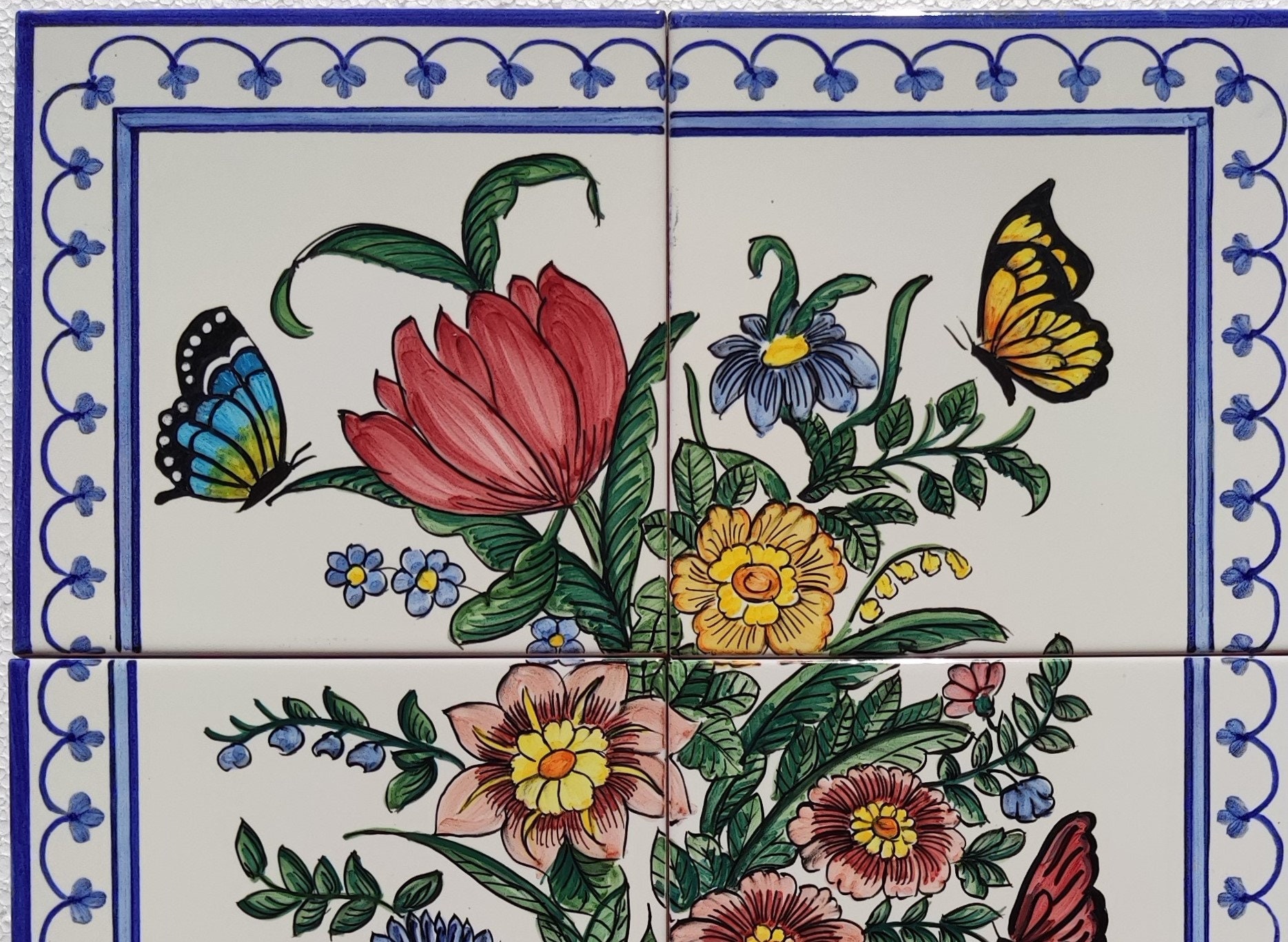 Vertical Ceramic Panel Hand Painted Ceramic Tile Mural - Etsy