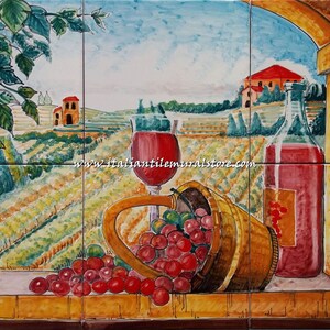 Italy Tile Mural Hand Painted Tile Mural Kitchen Tile Chianti Wine ...