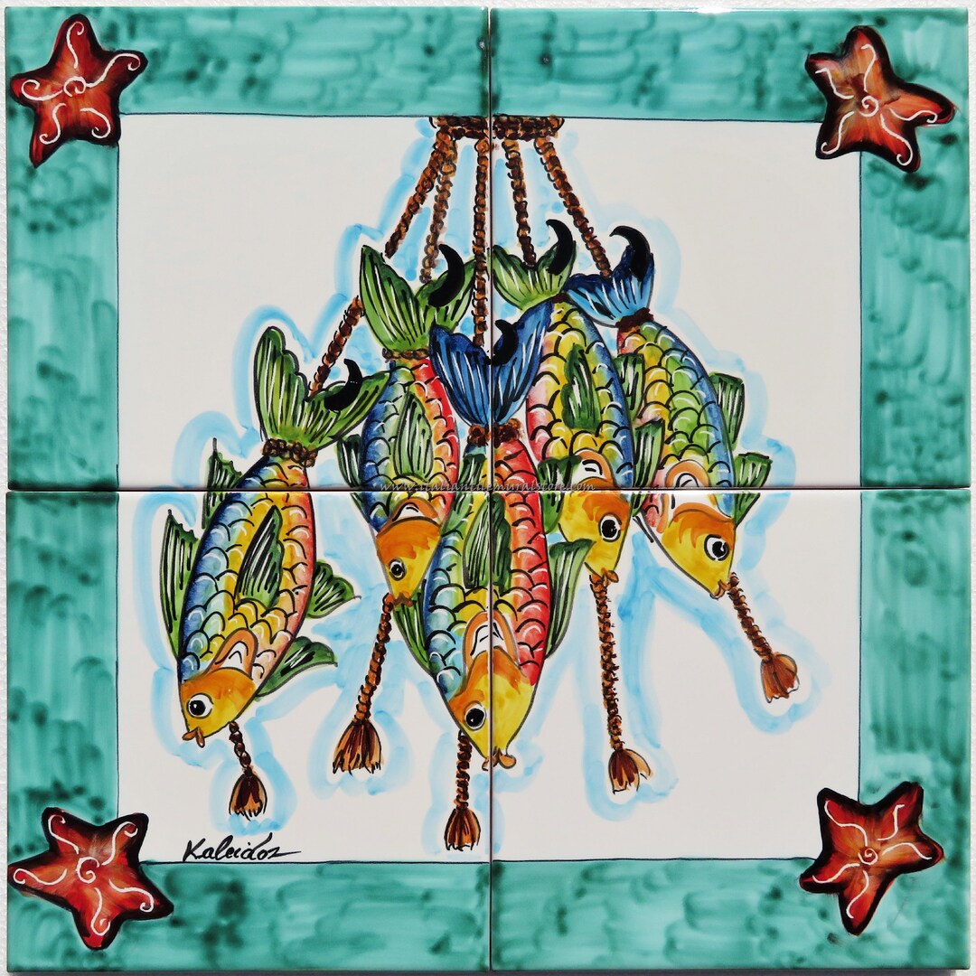 Tiles Fish and Starfish Painting Tiles - Miraculous Fishing - Accent ...
