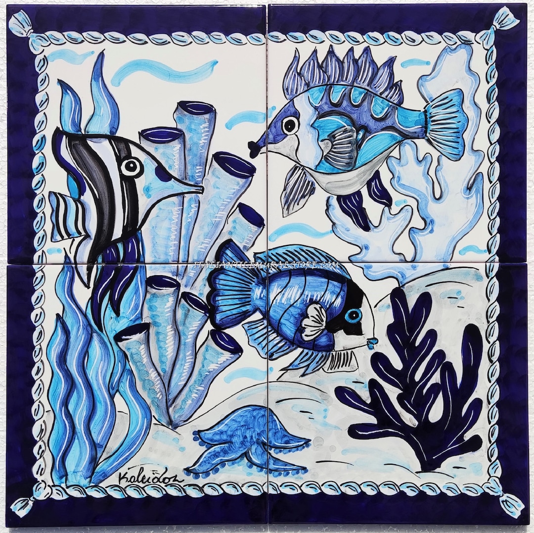 Tiles Fish and Starfish Painting Tiles - Miraculous Fishing - Accent ...