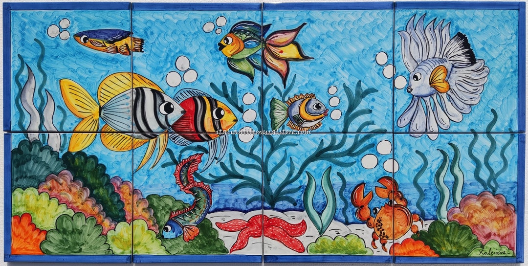 Tile Mural Handmade - Aquarium Tile - Tropical Fish - Sea Life ...