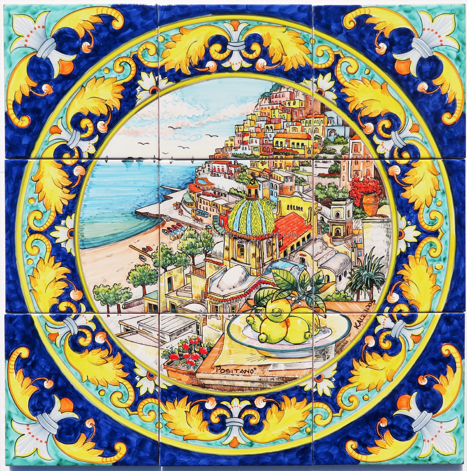 Ceramic Panel Gorgeous Painting of Positano With Lemons - Etsy