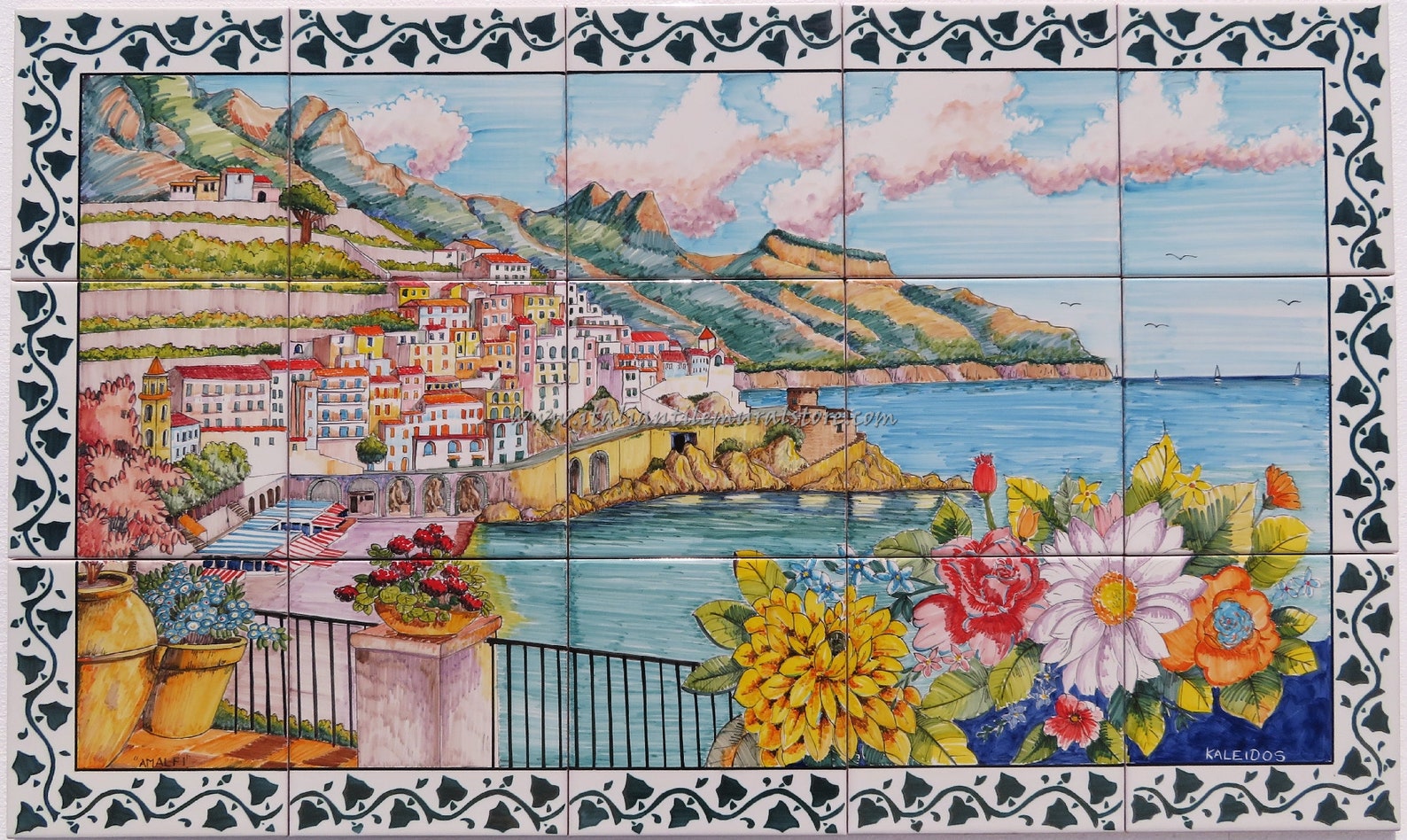 Tiles Ceramic Wall Panel of the Amalfi Coast Hand Painted Art Tile ...