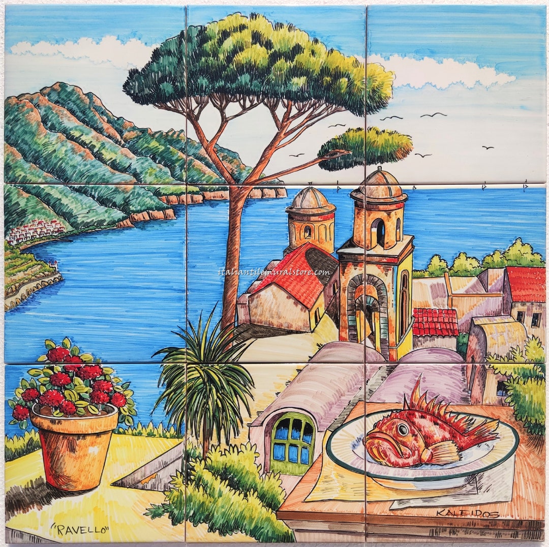 Decorative Tile Murals Lunch in Ravello Sea View Amalfi Coast Villages ...