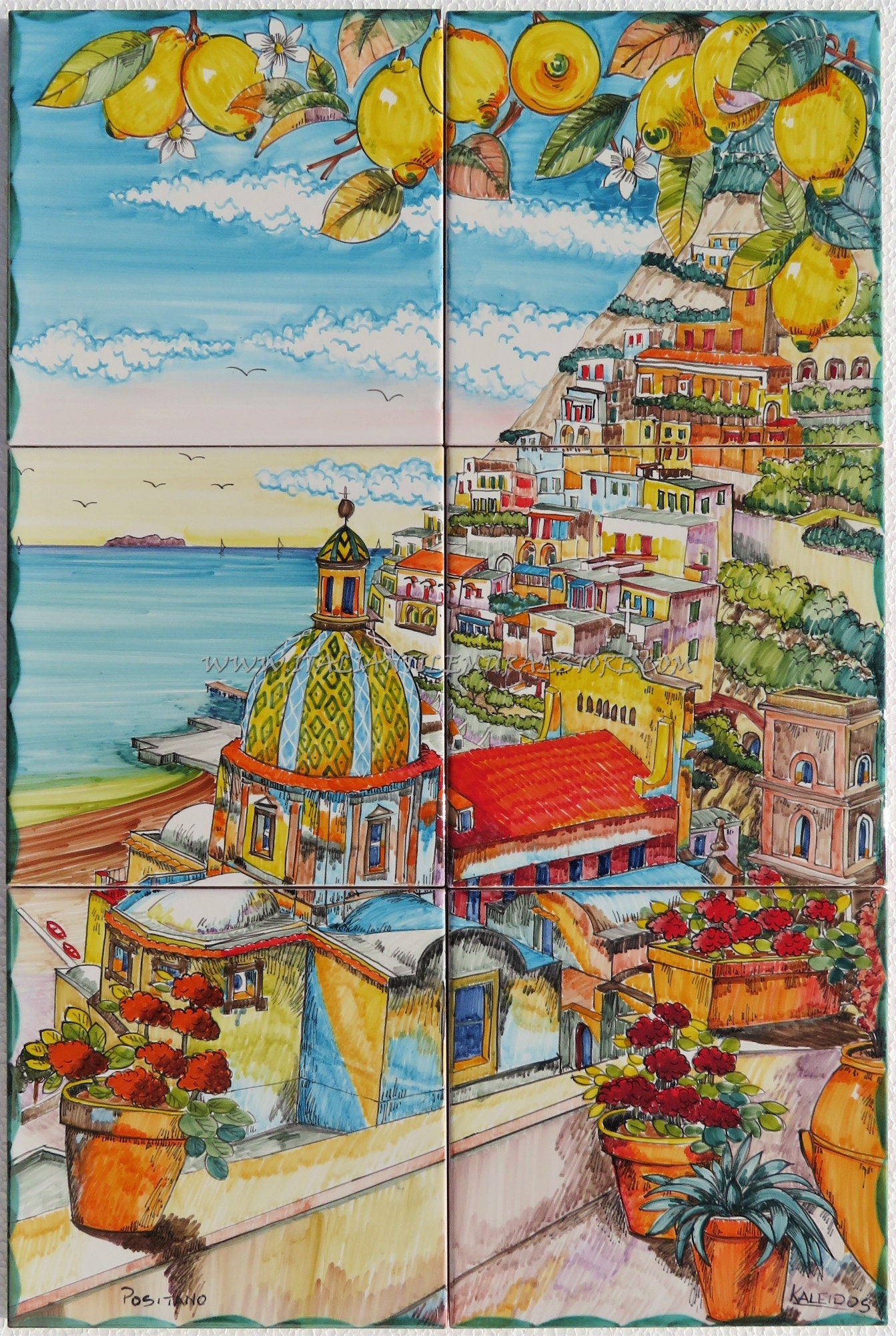 Tiles Vertical Positano Terrace Beautiful Landscape Mural Tile Art ...