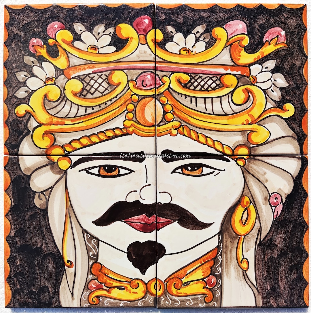Tile Mural Ceramic Painting Moor’s Heads - Decorative Wall Tile ...