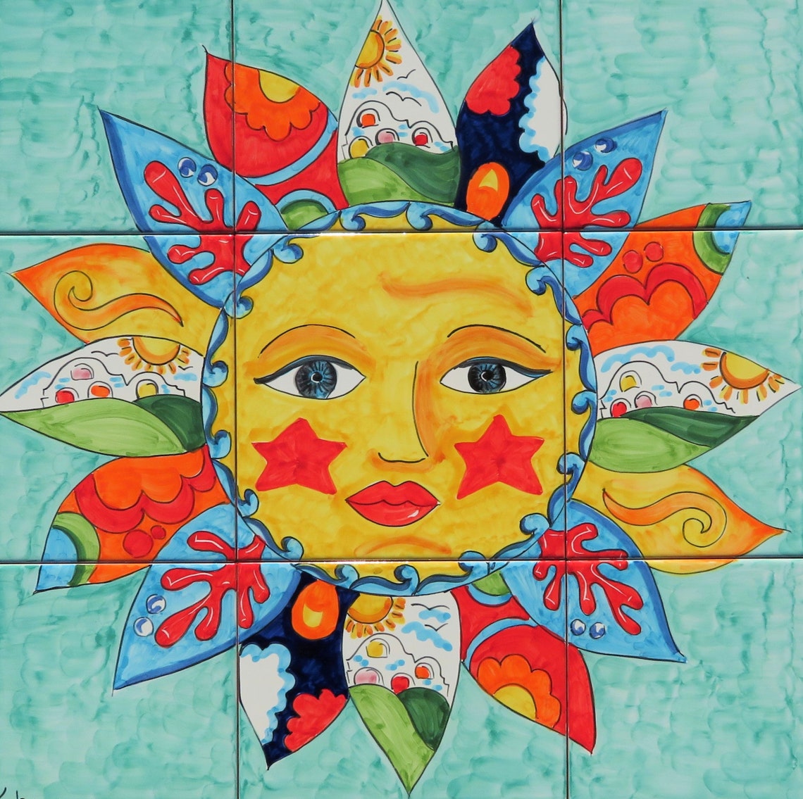 Wonderful Ceramic Sun Art Ceramic Tiles Backsplash Art | Etsy