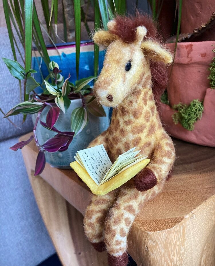 Needle Felt Giraffe Bookworm - Etsy UK