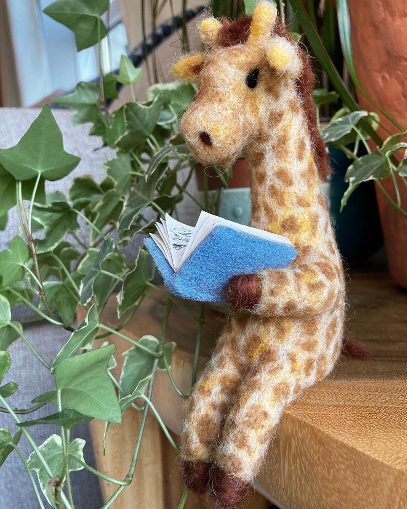 Needle Felt Giraffe Bookworm - Etsy UK