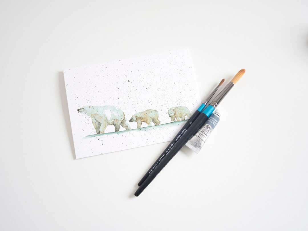Watercolour Polar Bears Greetings Card | Polar Bear Family | Polar Bear ...