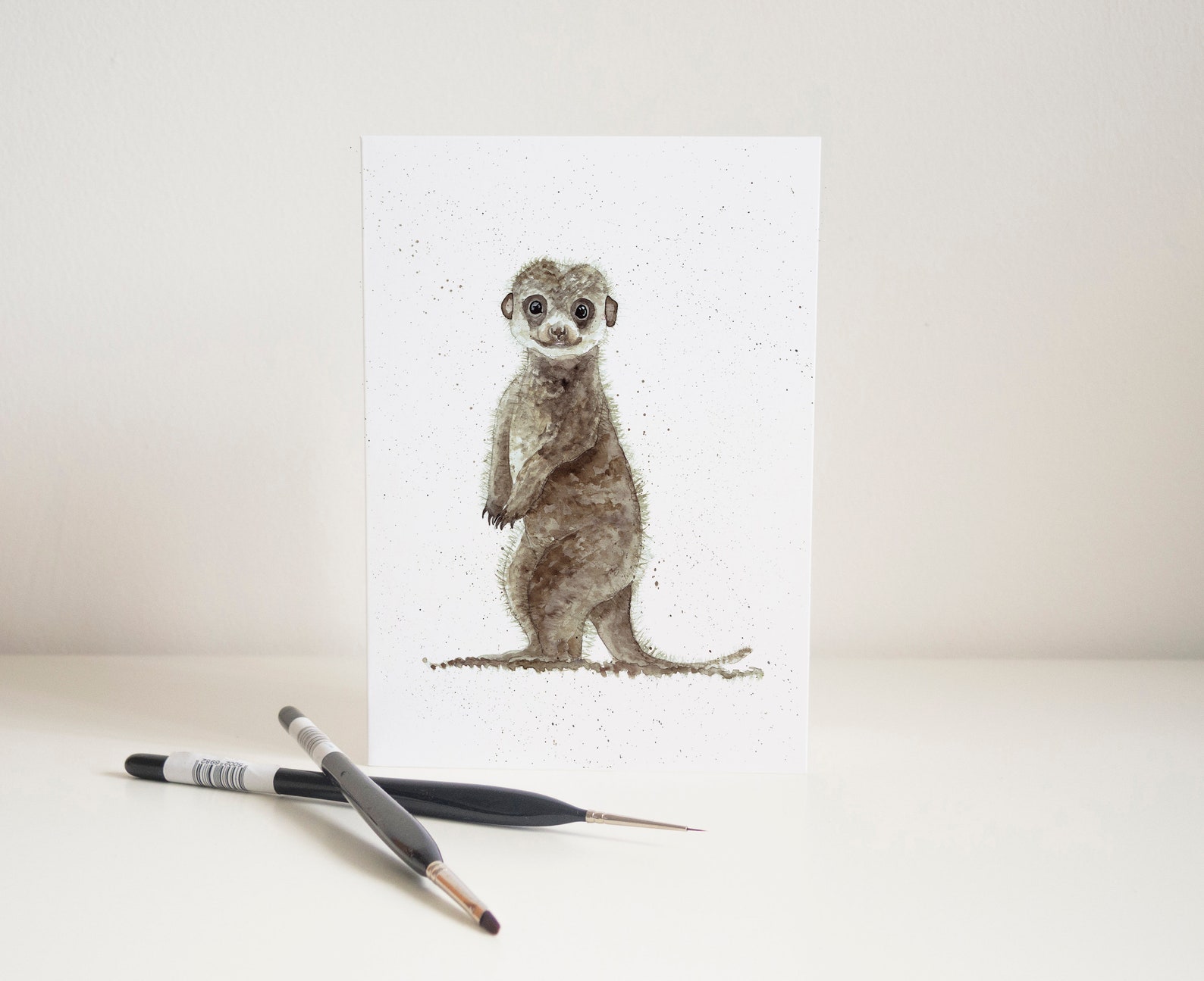 Watercolour Meerkat Card, Meerkat Card, Baby Meerkat, Meerkat Birthday ...