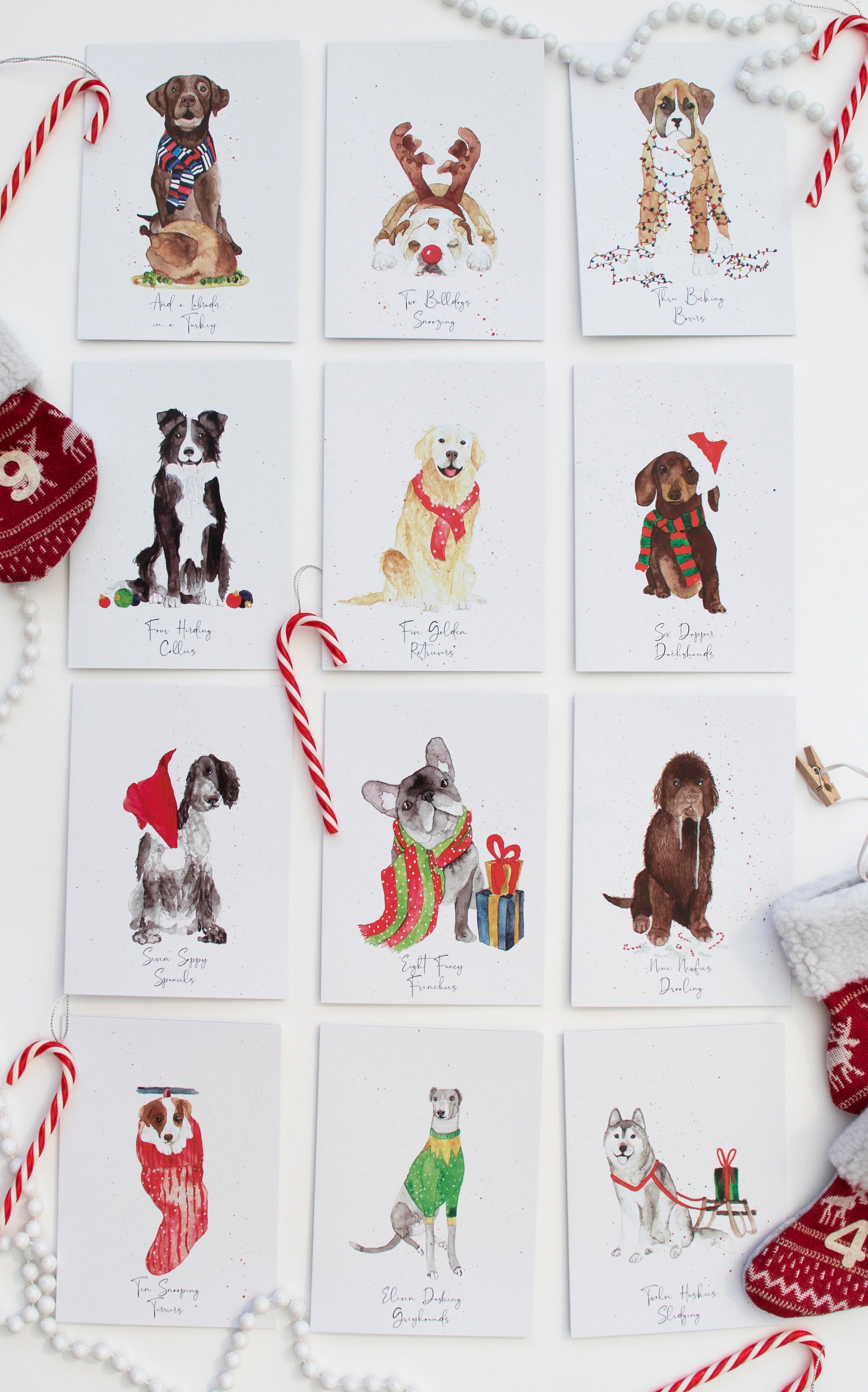 Dog Christmas Card Golden Retriever Card the 12 Dogs of - Etsy