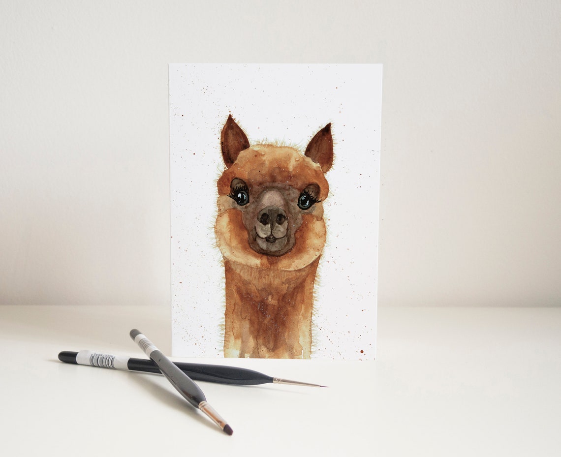Watercolour Alpaca Card Alpaca Card Alpaca Birthday Card - Etsy UK