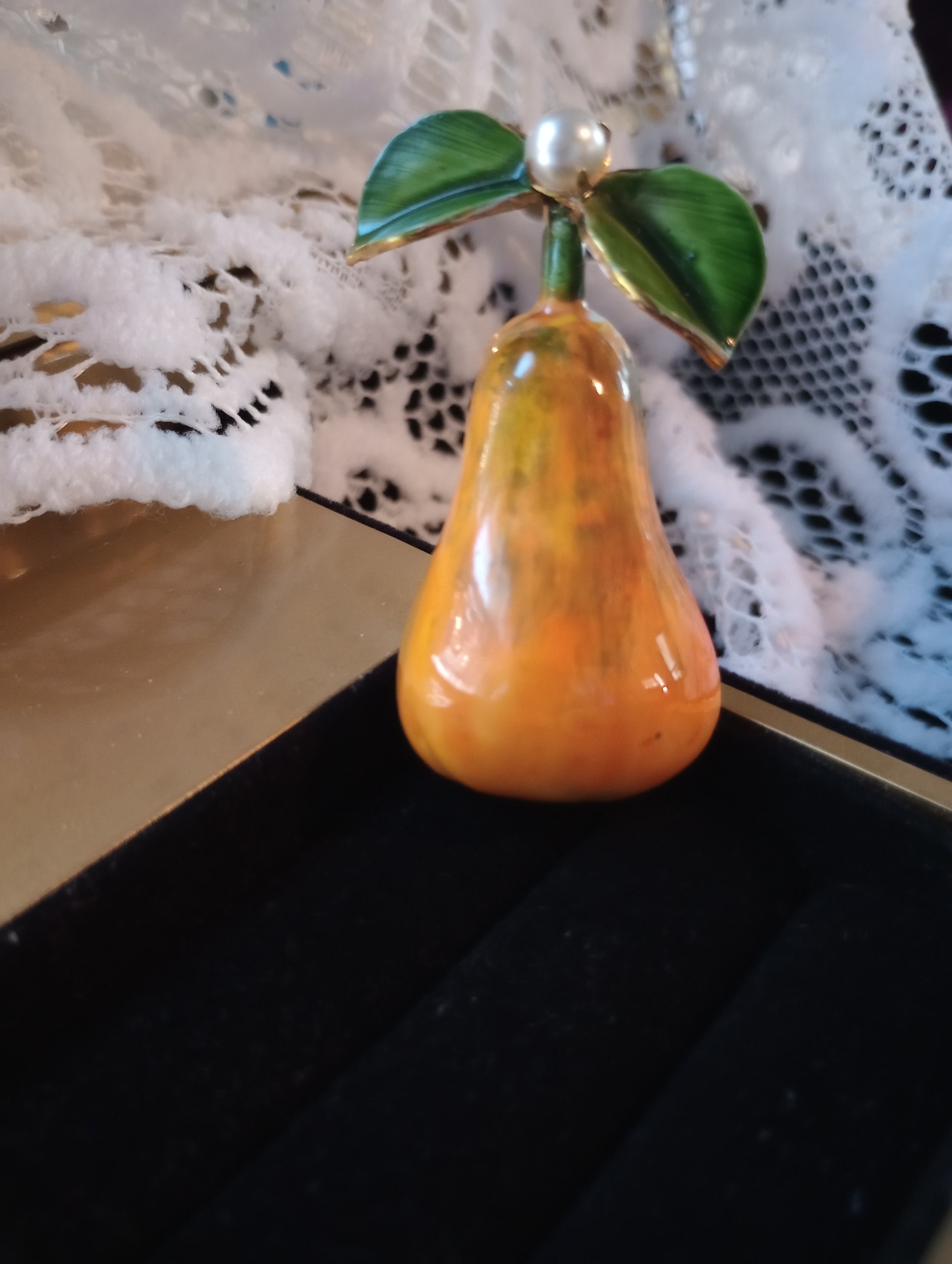 Vintage Enamel Pear Brooch - Etsy