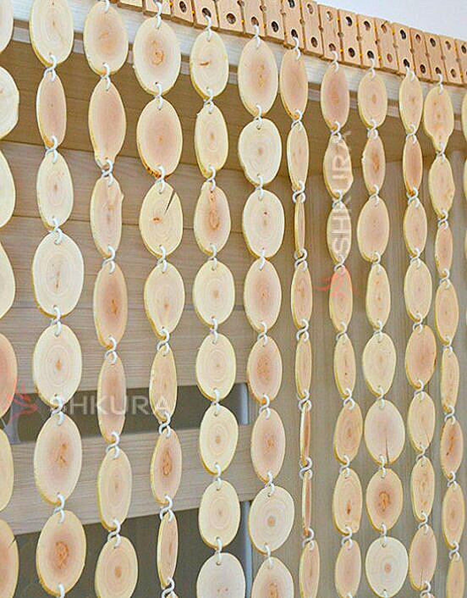 Handmade Wooden Beaded Curtain for Doorways and Walls – Boho, Rustic ...
