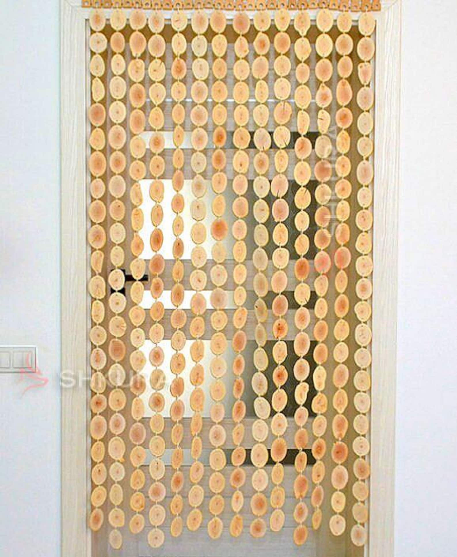 Handmade Wooden Beaded Curtain for Doorways and Walls – Boho, Rustic ...