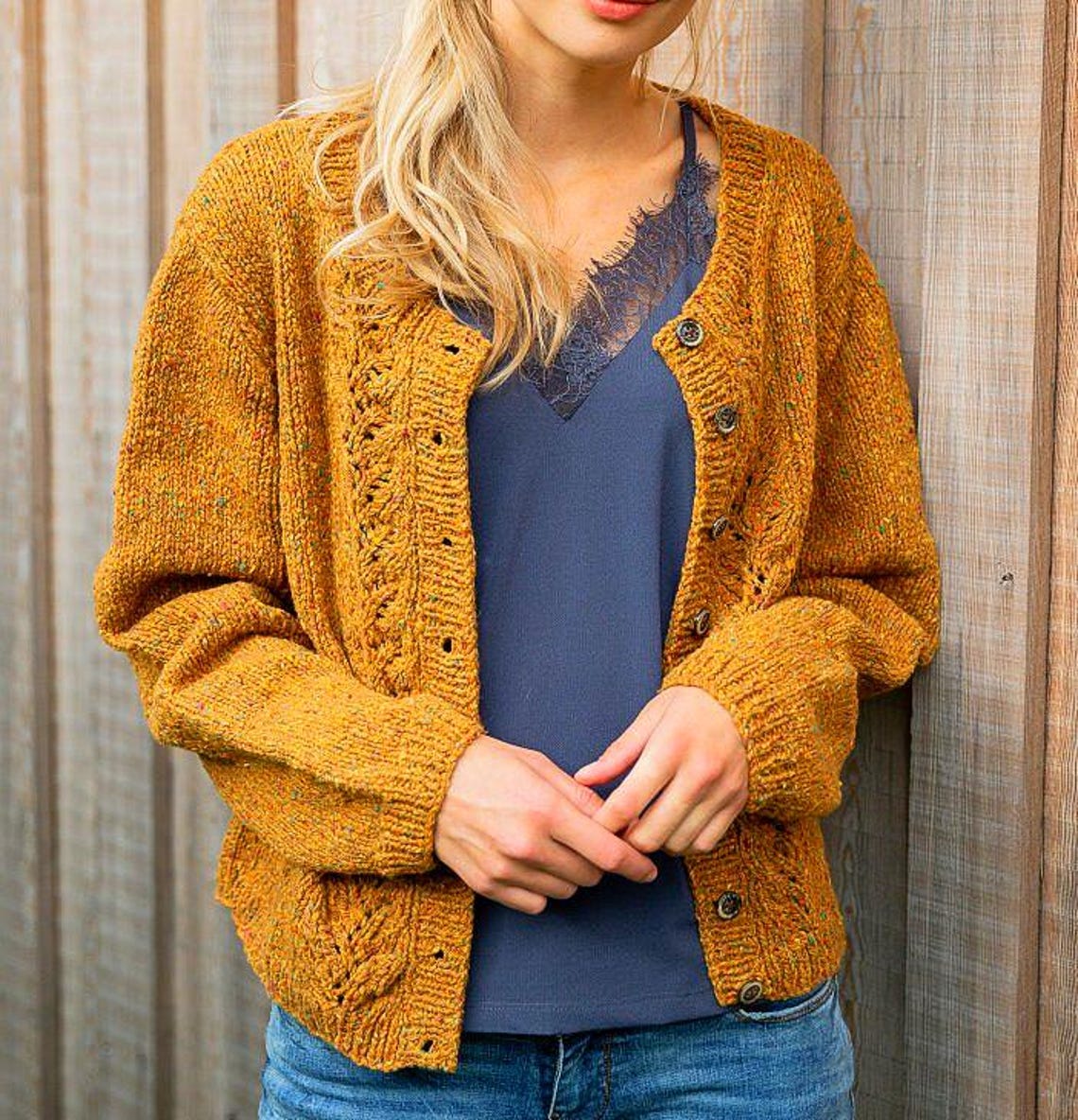 Cardigan Knitting Pattern PDF – Easy Beginner Knit – Modern Tweed ...