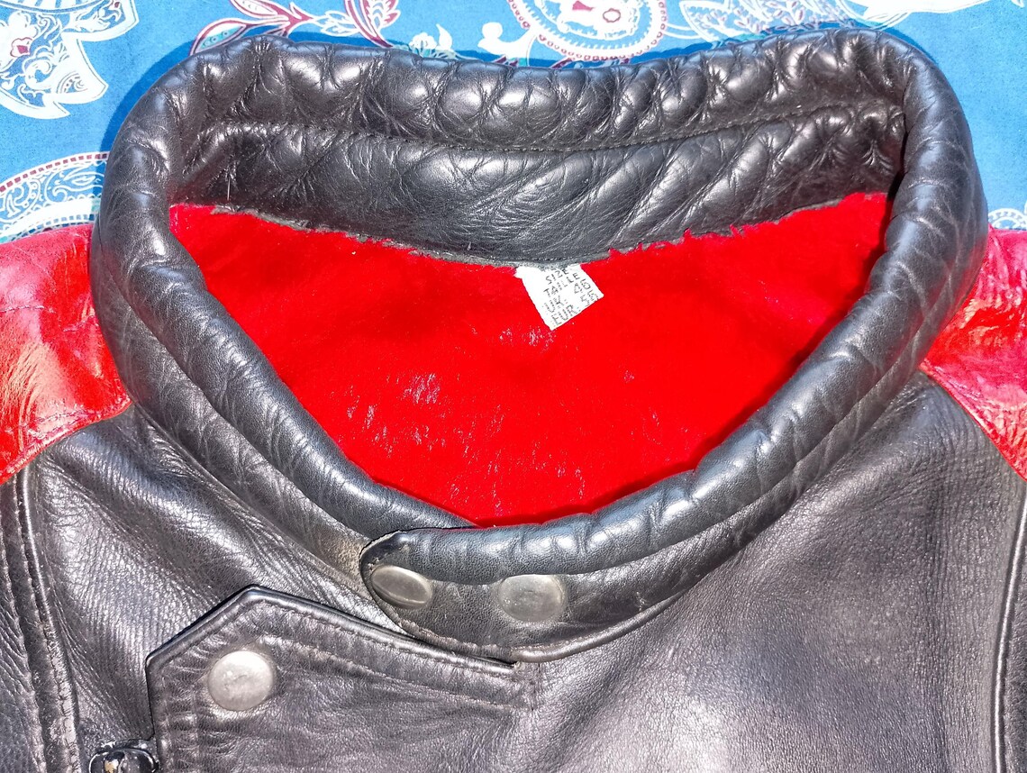 British 80s Motorcycle Biker Cruiser Rider Double Breasted Winter Red ...