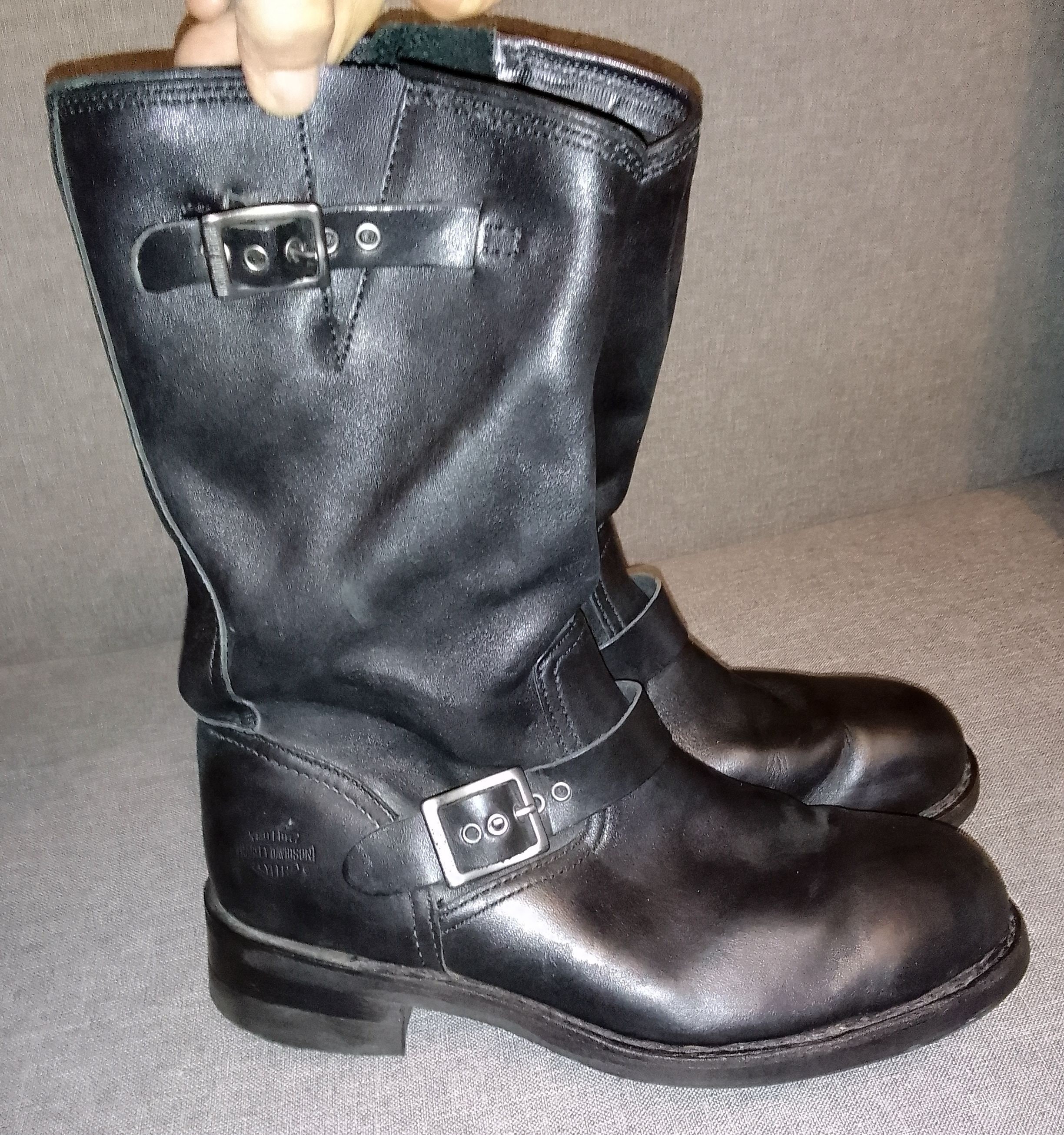 HARLEY DAVIDSON 97228 Brooklyn Black Leather Slip-on Engineer Biker ...