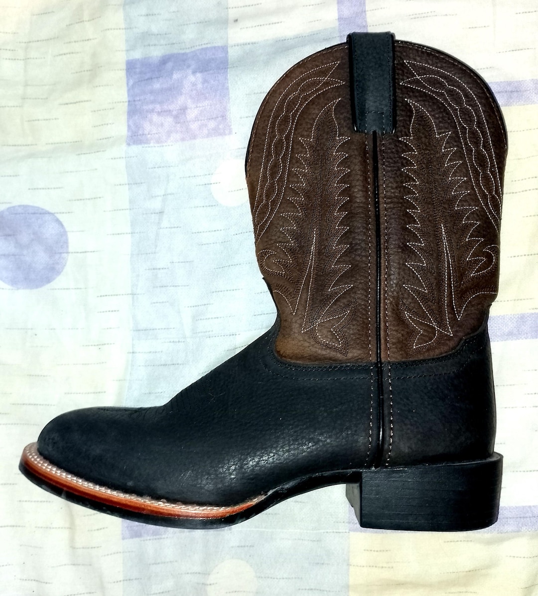 ACME 2004 Two Tone Cowboy Western Riding Boots, Black & Brown Leather ...