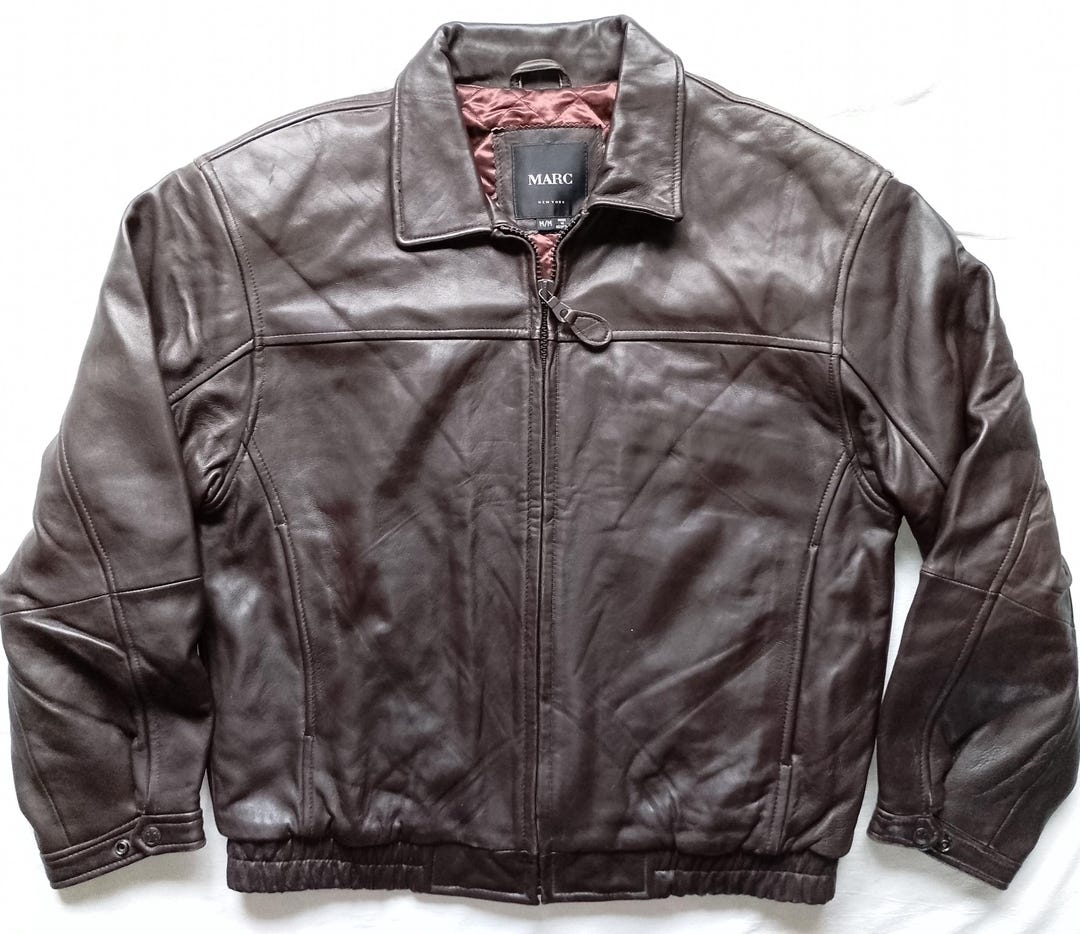 MARC New York Andrew Marc Brown Lamb Leather Zipped Bomber Jacket, US ...