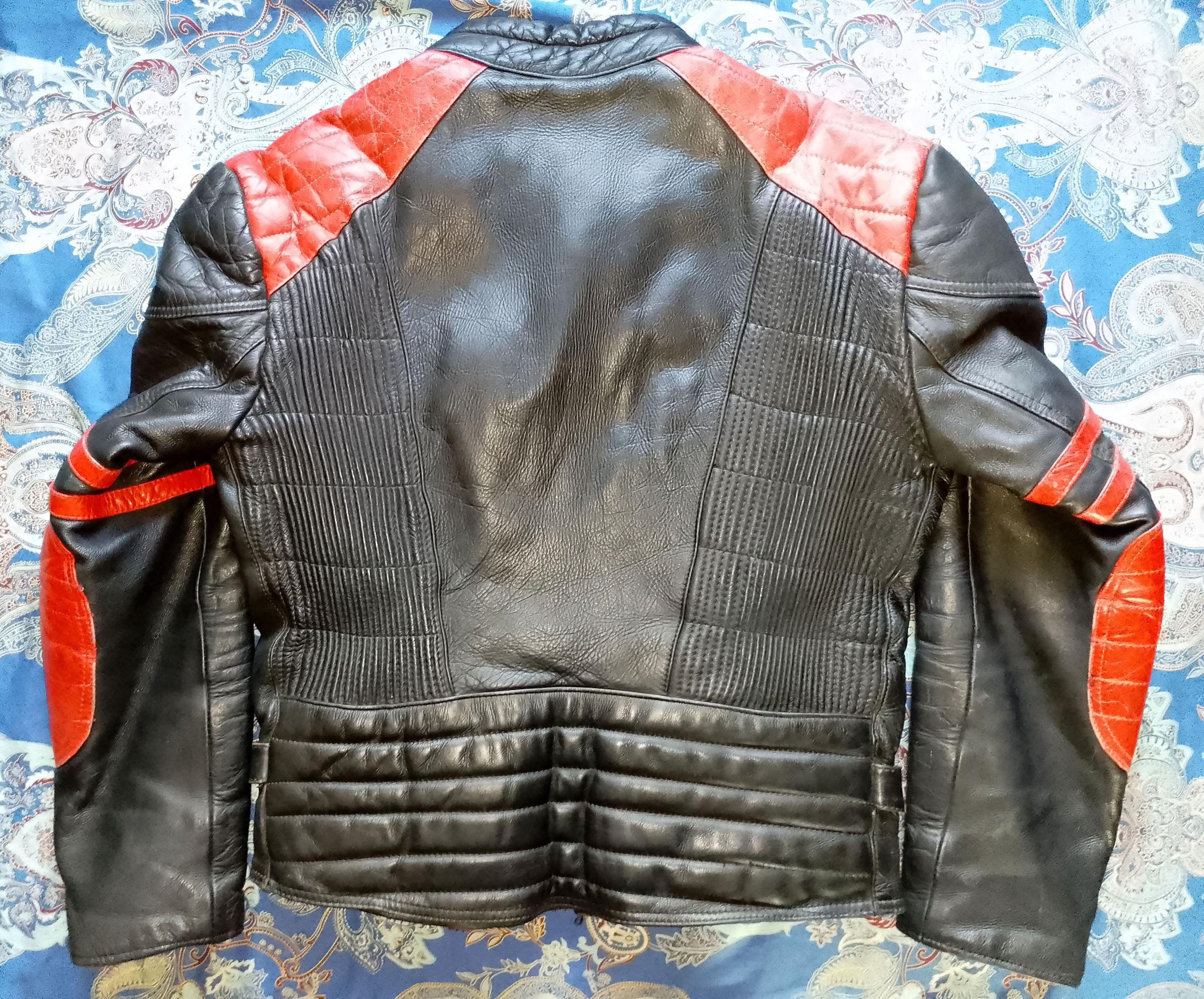 British 80s Motorcycle Biker Cruiser Rider Double Breasted Winter Red ...