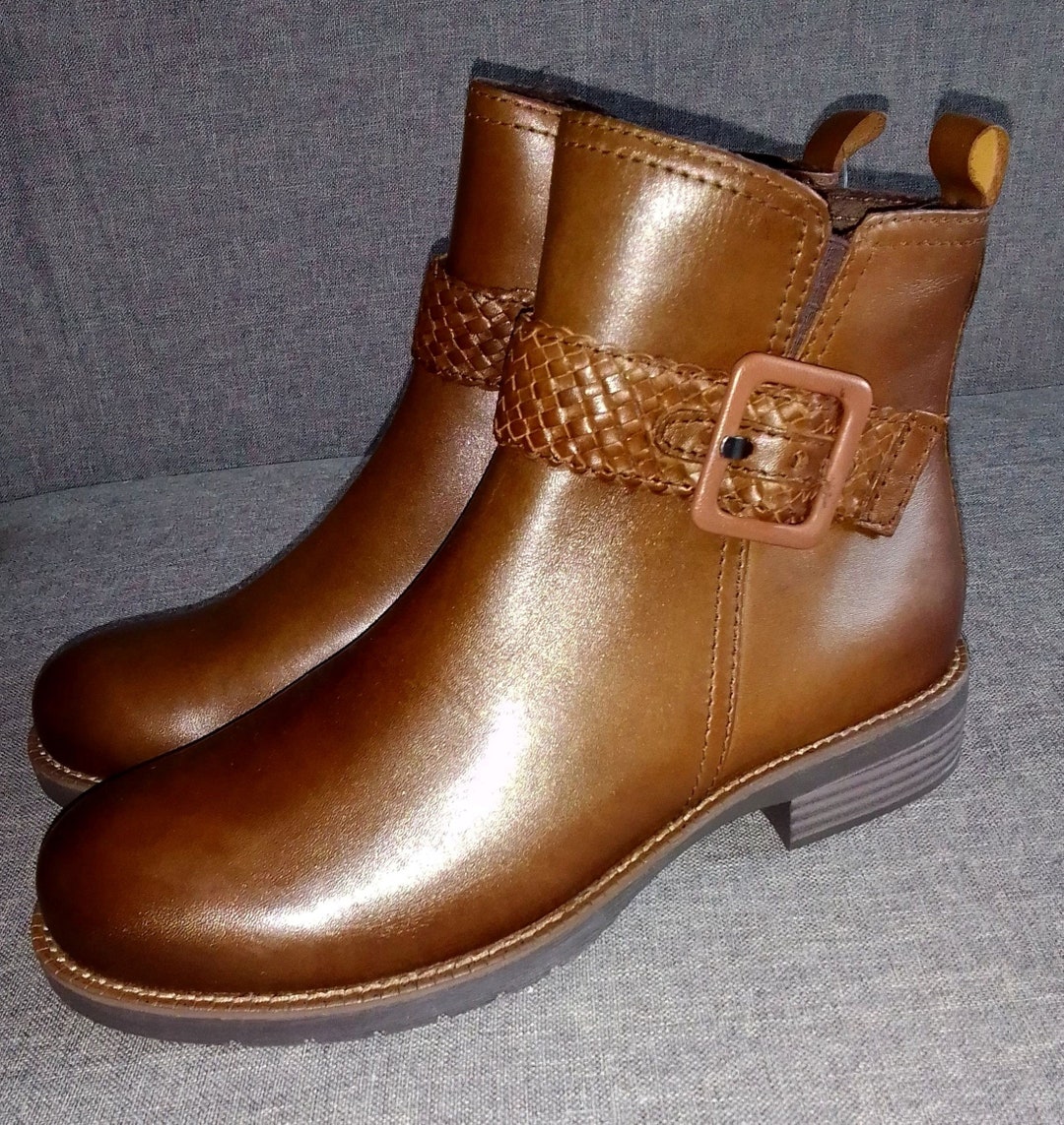 MARCO TOZZI New Never Warn Brown Leather Zipped Ankle Boots, Italy, EU ...