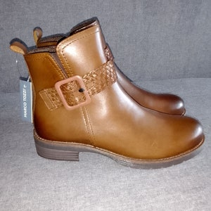 MARCO TOZZI New Never Warn Brown Leather Zipped Ankle Boots, Italy, EU ...