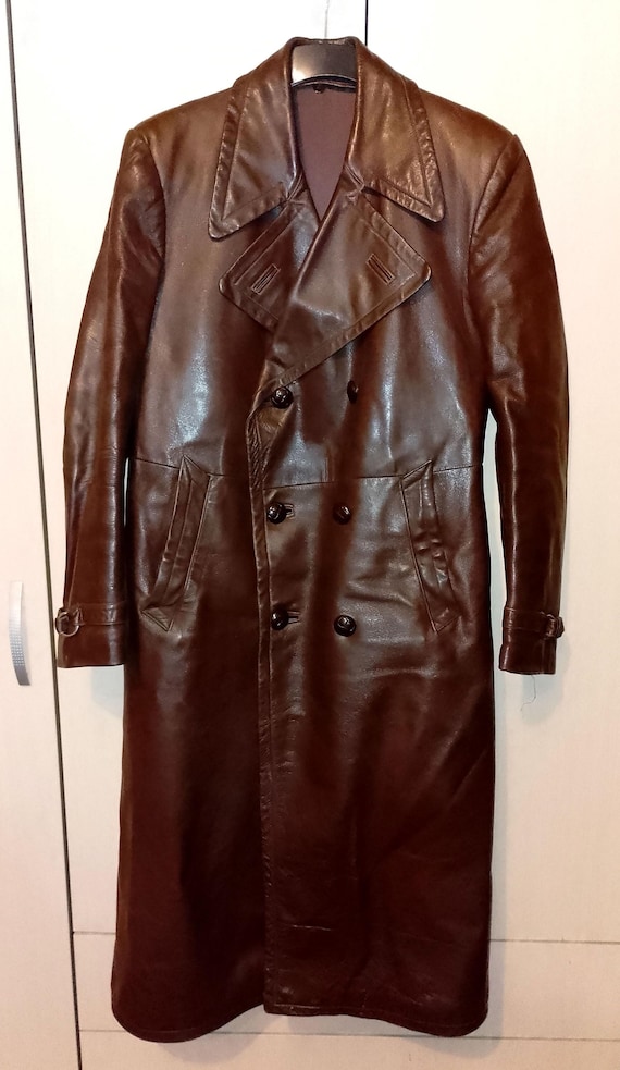 INDIAN Rare 60s Double-Breasted Belted Heavy Cowhide … - Gem